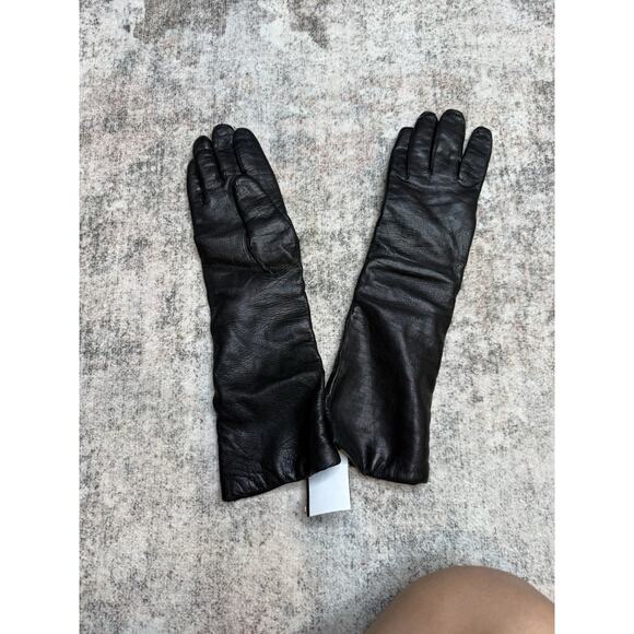 Grandoe | Accessories | Vtg Grandoe Gloves 7 Black Leather Gloves Wool ...